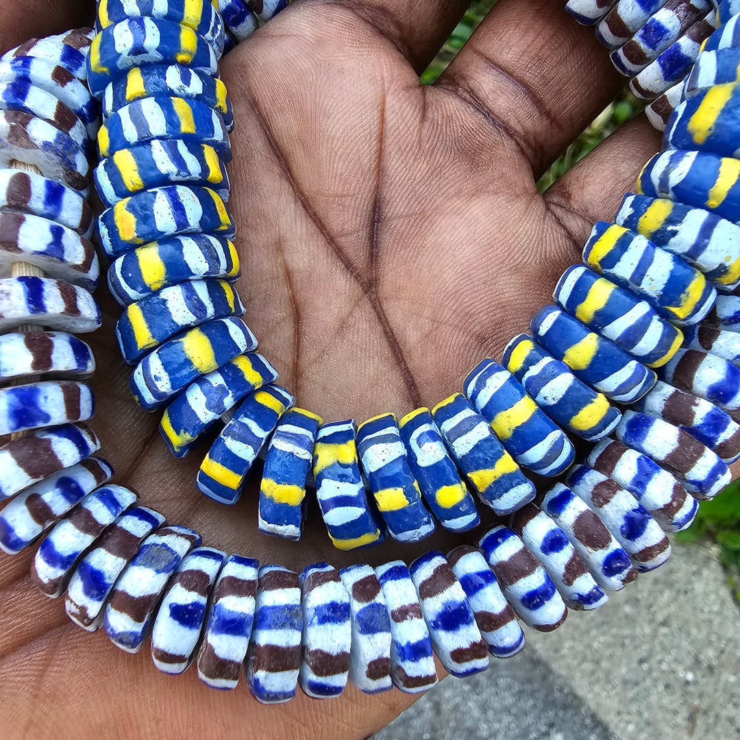 Chevron Style Krobo Powder Glass Beads, Jewelry Making Beads - Etsy