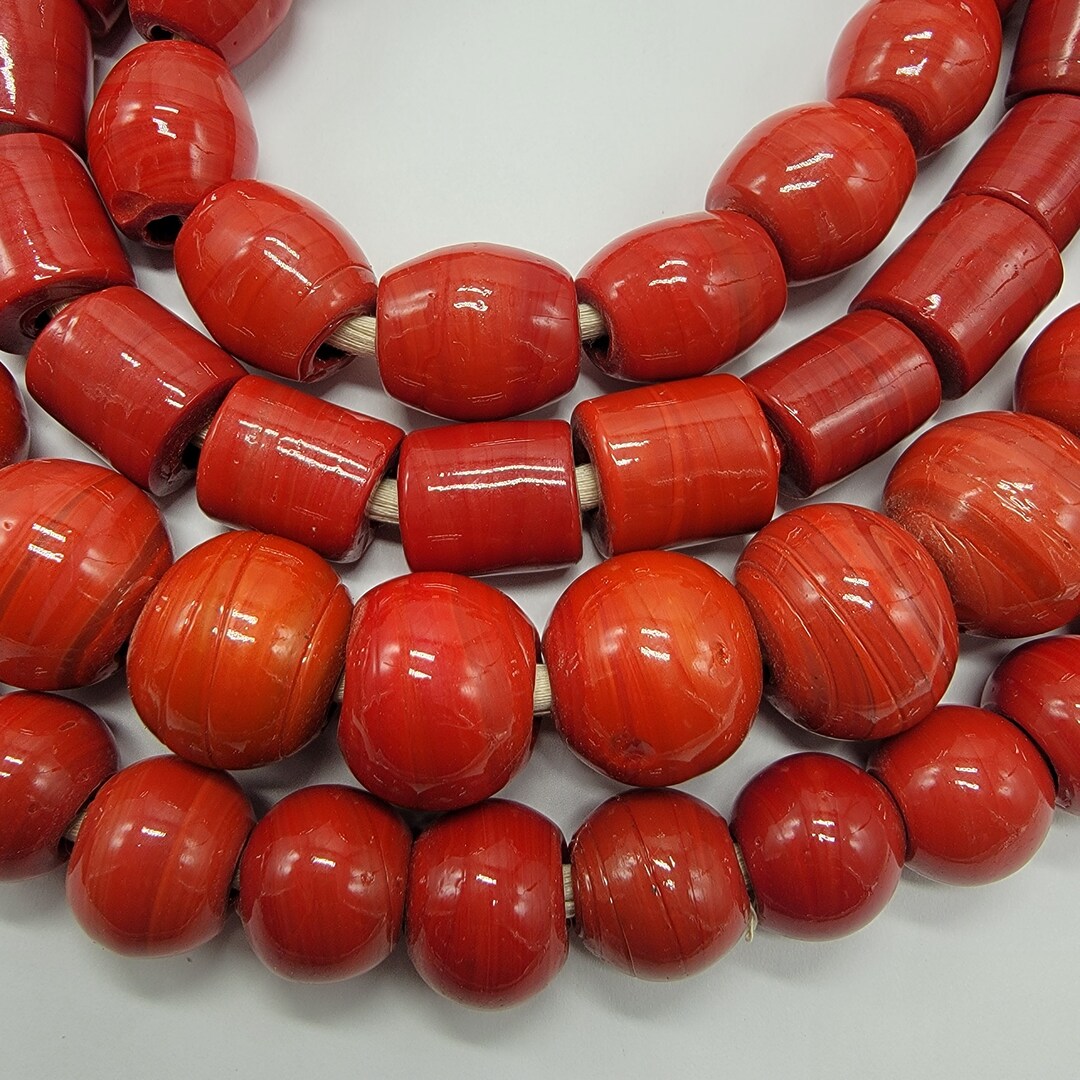 Red Glass Beads, Indian Beads - Etsy
