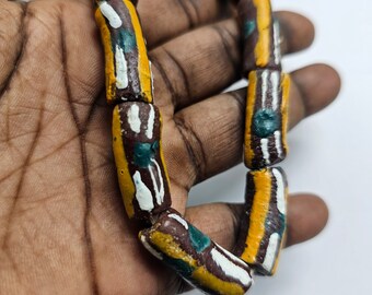 18 Green Glass Beads, Hand Painted African Beads - Etsy