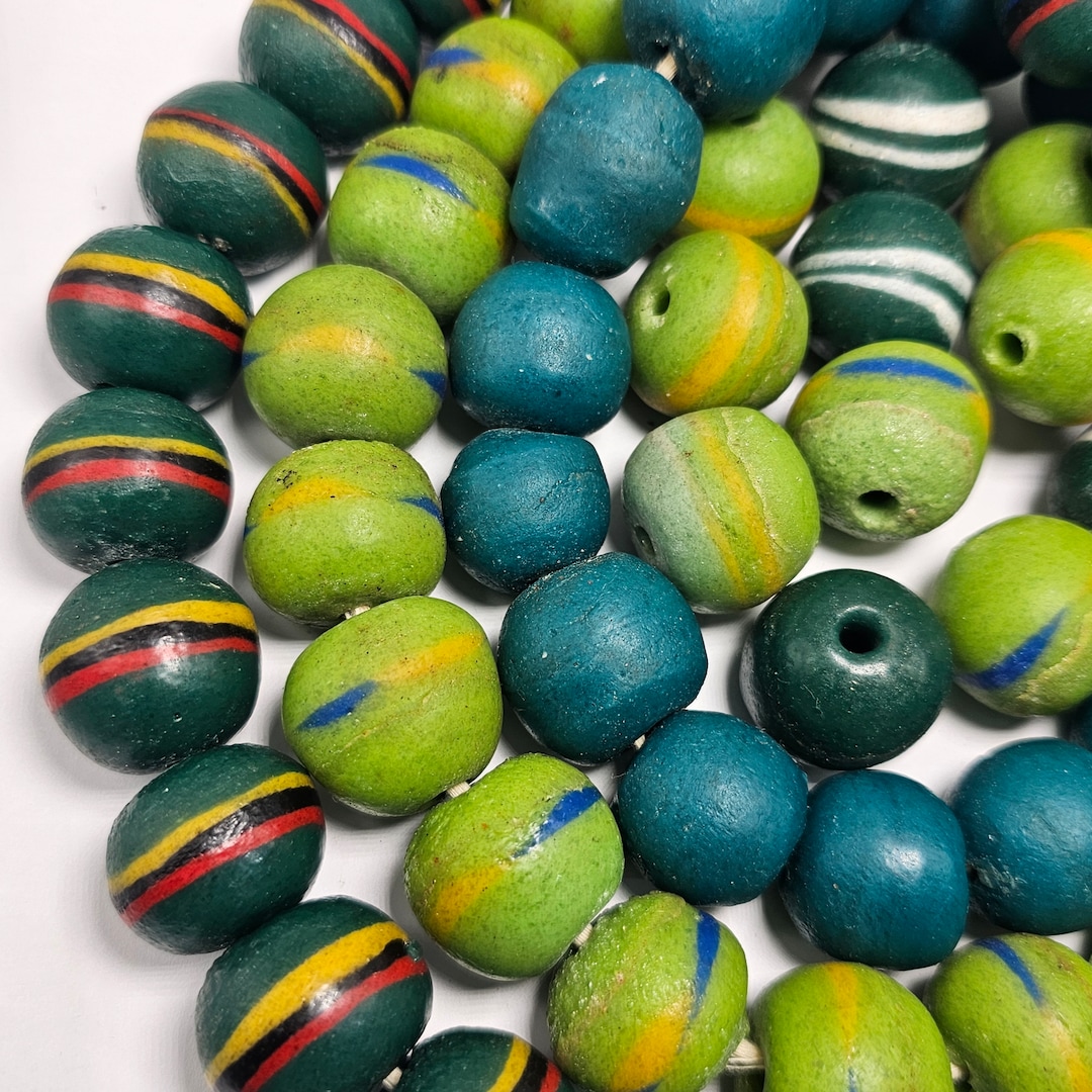 Green Teal African Ball Beads - Etsy