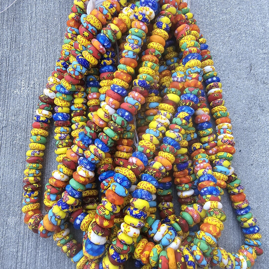 Colorful Fused Rondelle Recycled Glass Beads - Etsy