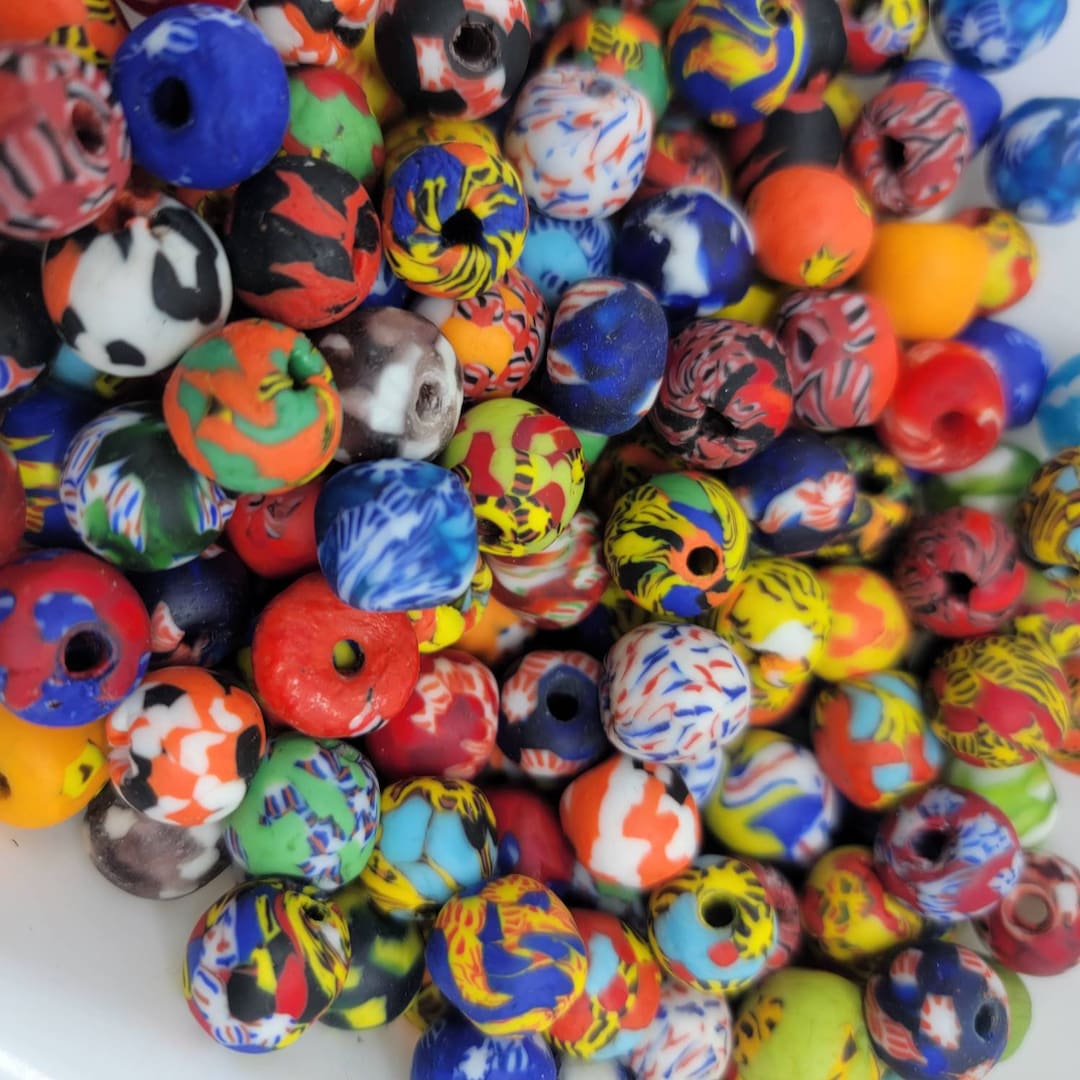 Mix Round Marble African Beads - Etsy