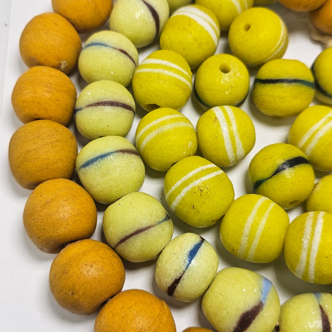 Yellow African Ball, Cream Beads - Etsy