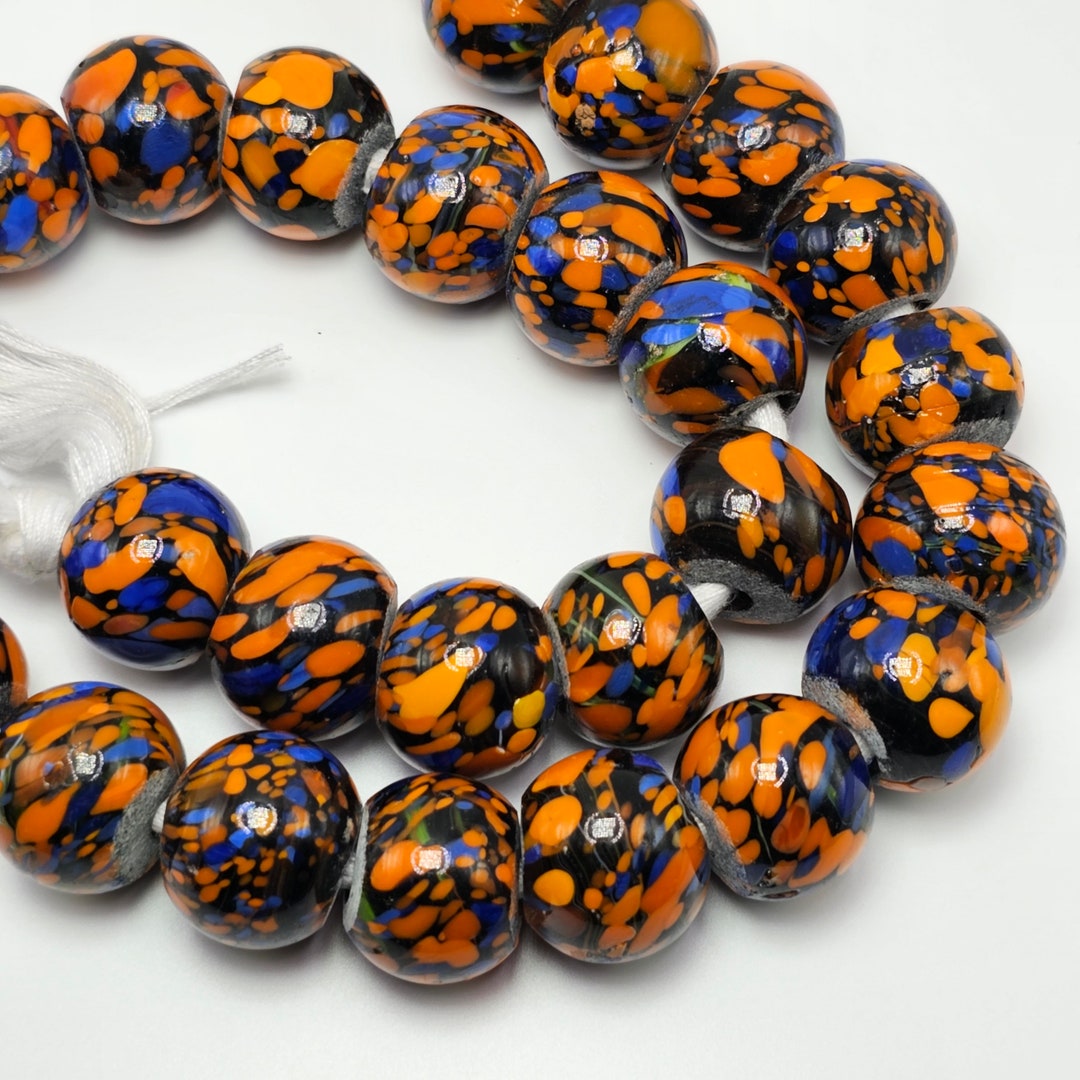 Orange Blue Lamp Beads, Indian Beads - Etsy