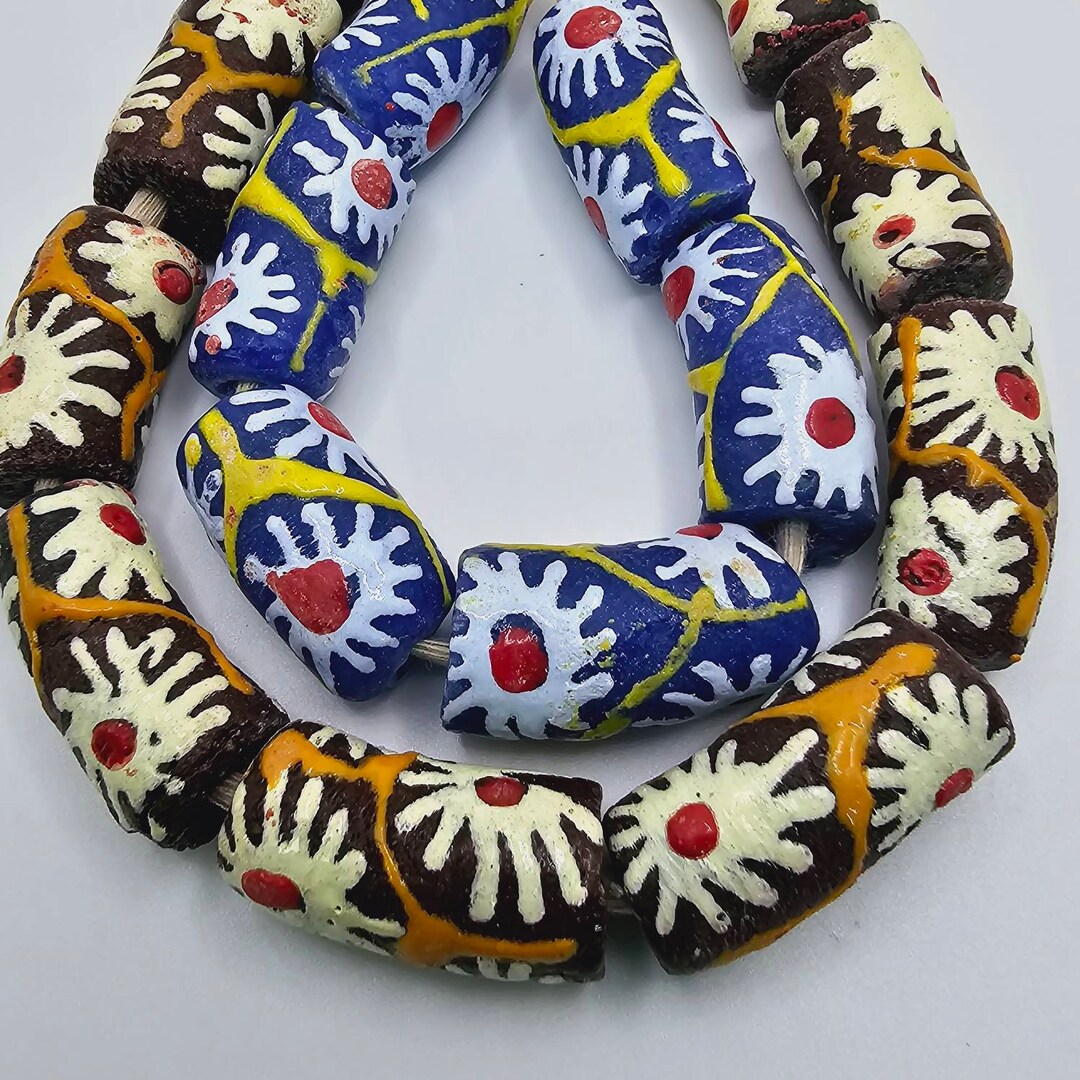 Check Flowered African Beads - Etsy