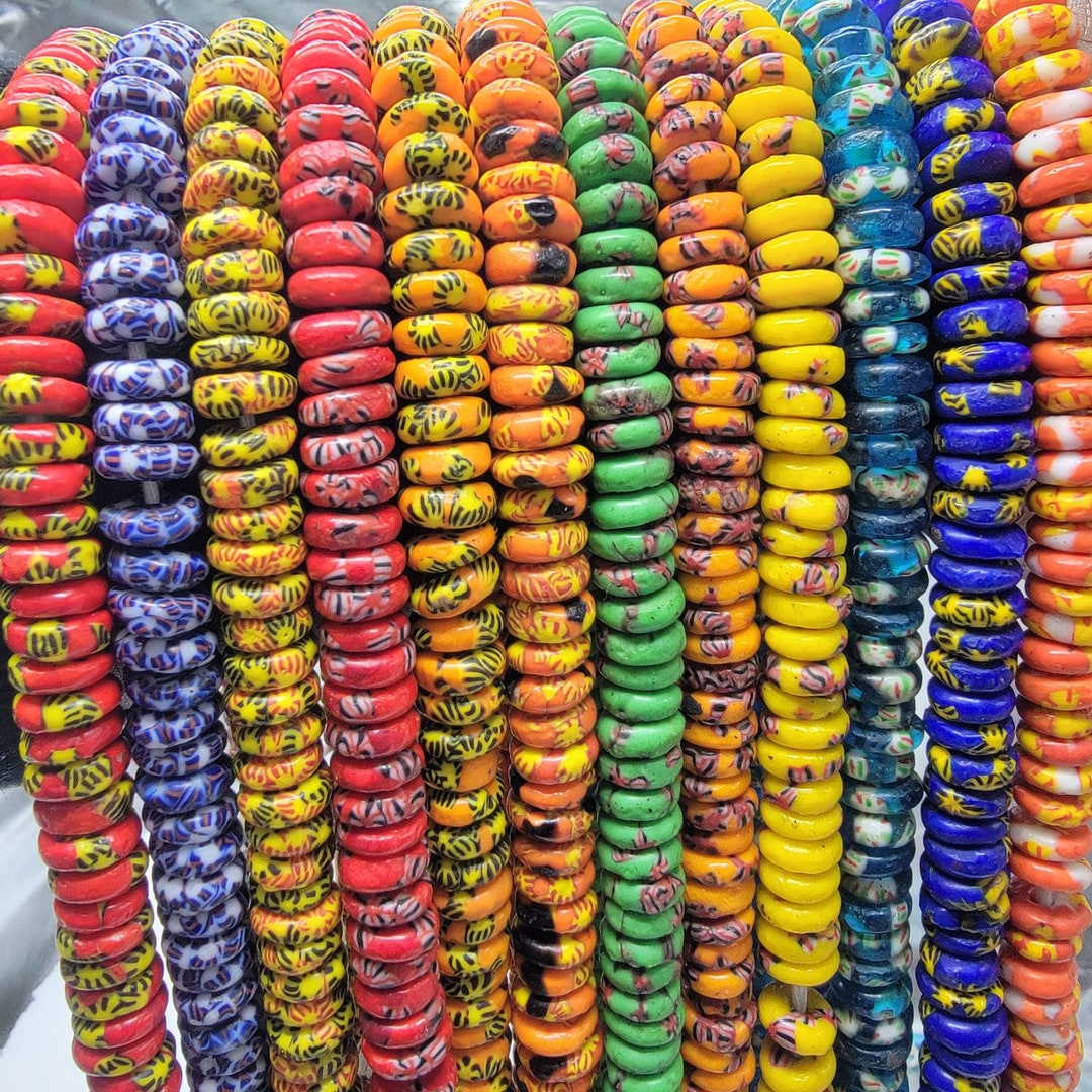 Small African Disk Beads, Ghana Doughnut Beads, Spacer Bead - Etsy