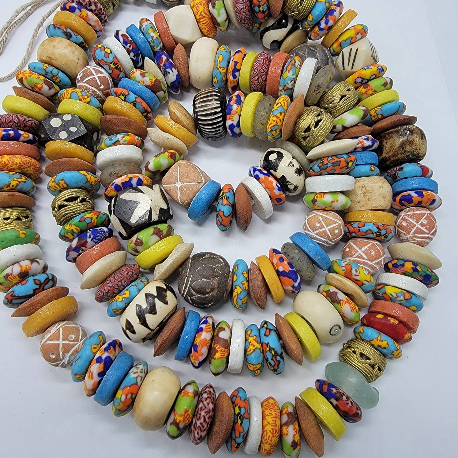 Long African Beads Batik Bone Recycled Glass Beads - Etsy