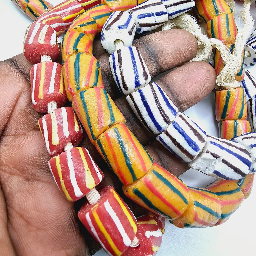 Traditonal African Powdered Glass, Handpainted Beads - Etsy