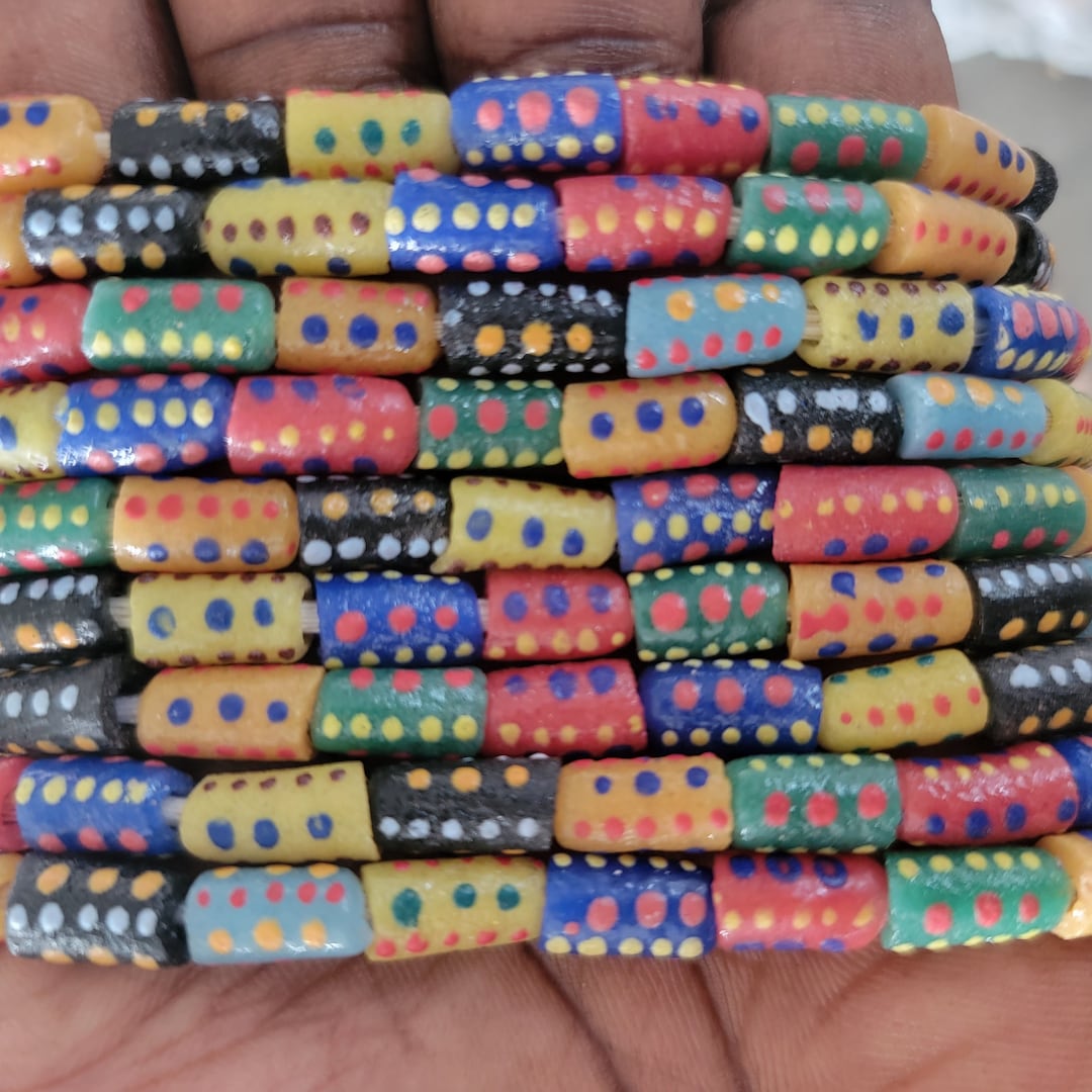 22 Tiny Dotted African Mix Beads - Etsy