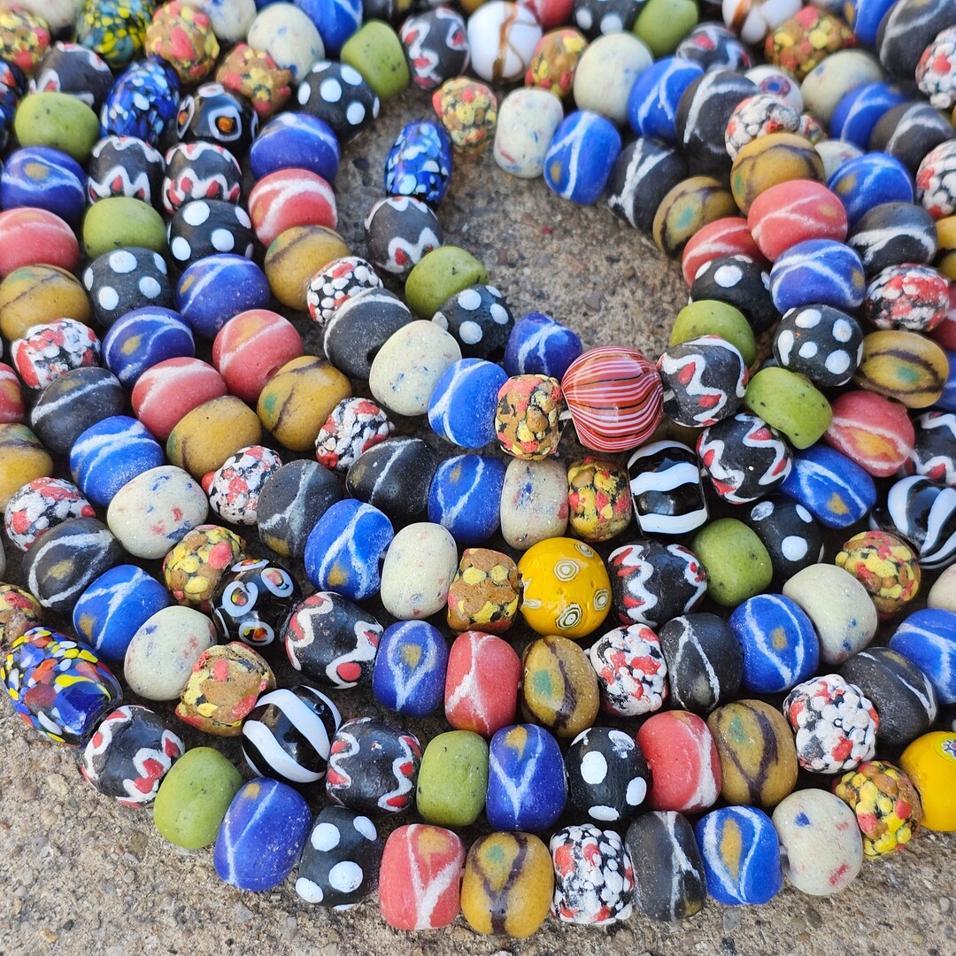 Round Ghana Beads, African Beads, Glass Beads - Etsy