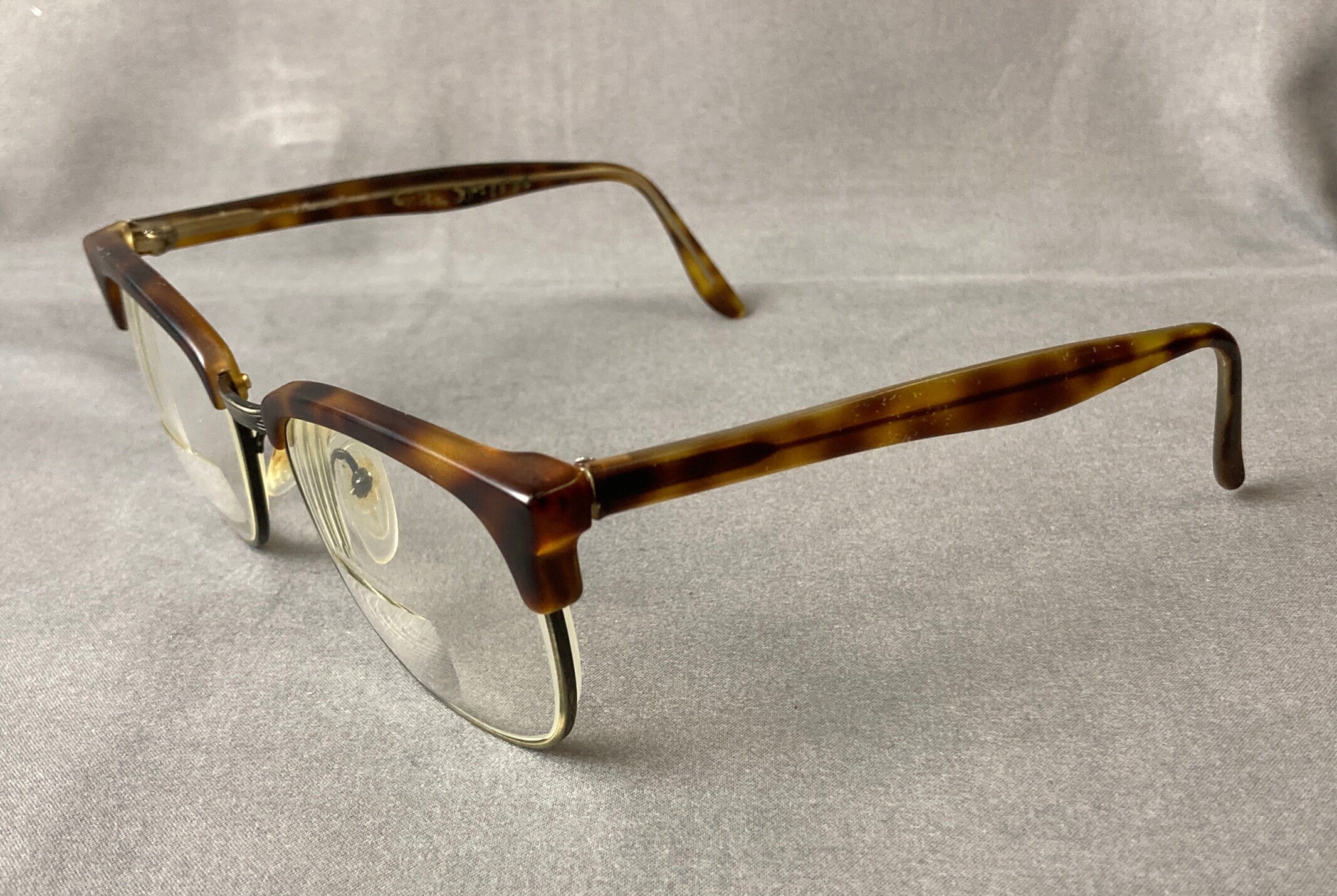 Vintage Marchon Brown Tortoise Half Frame Round Eyeglass Frames 50-22 ...