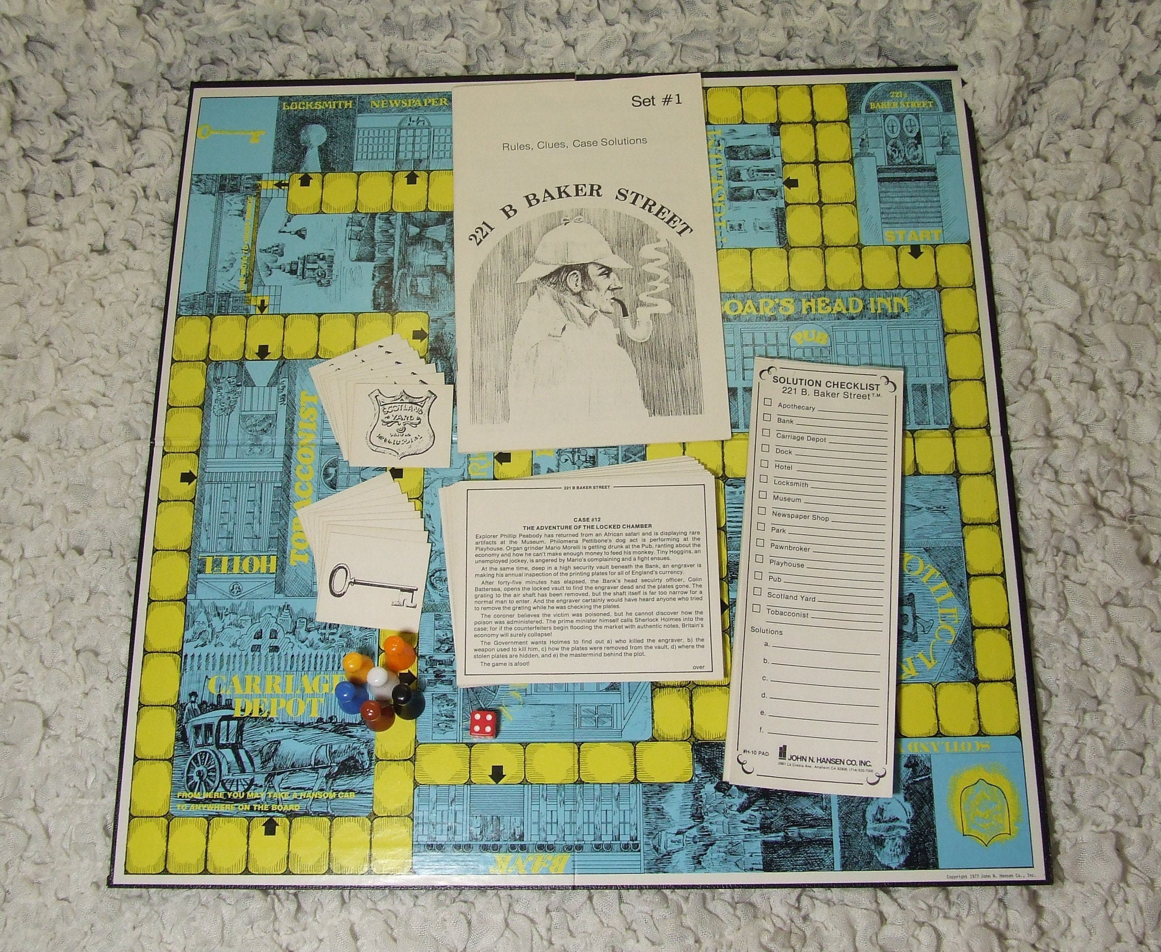 Vintage 1977 221 B Baker St. Master Detective Board Game by Hansen ...