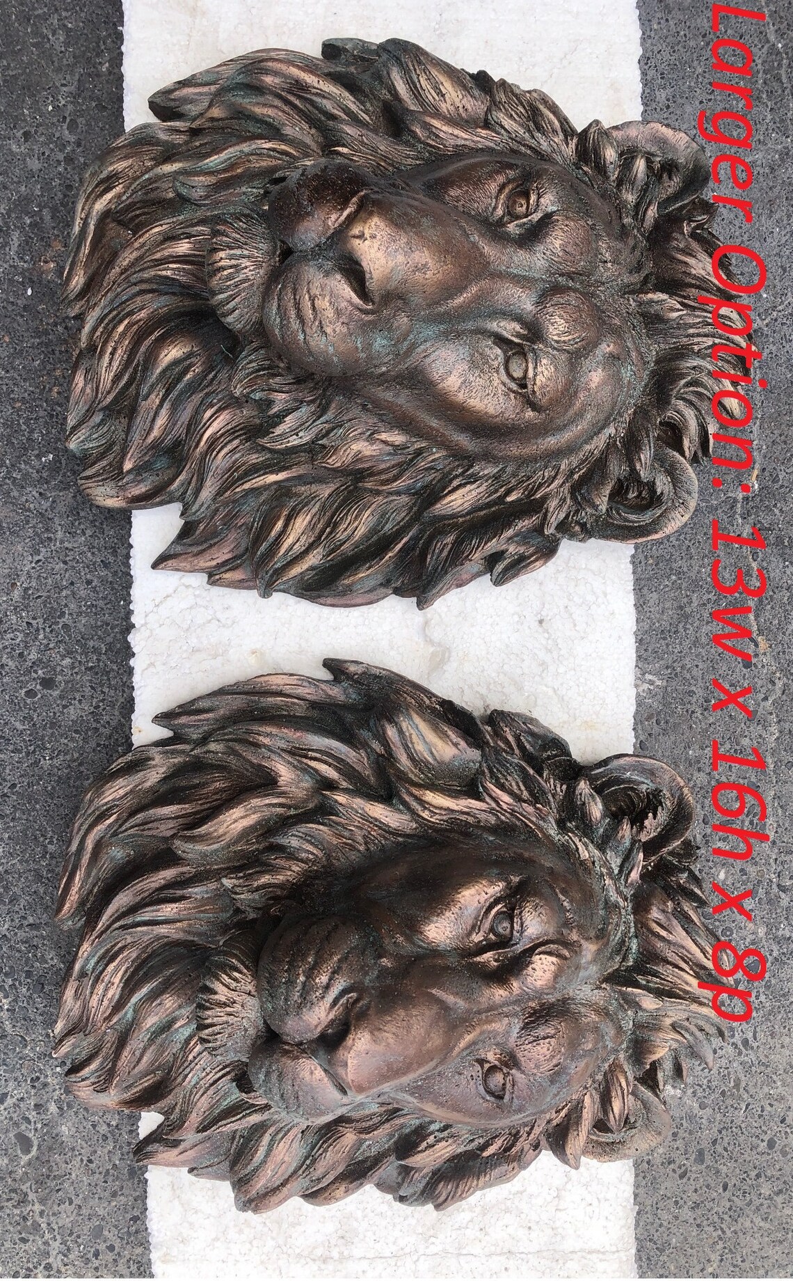 Bronze Lion Mask Fountain - Cast Stone Water Feature - Lion Face ...
