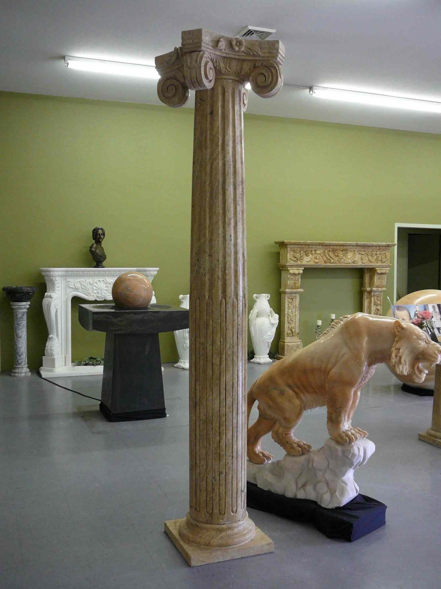 IONIC Travertine Columns Stone Pillars Fluted 2 Each Set Solid Stone ...