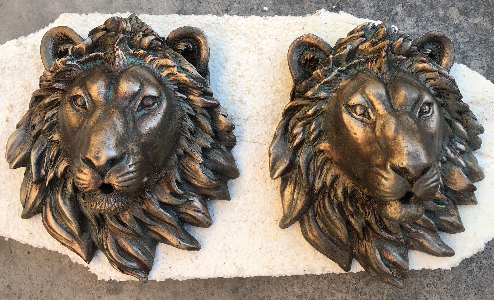 Bronze Lion Mask Fountain - Cast Stone Water Feature - Lion Face ...