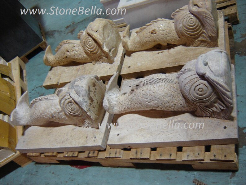 Fountain Fish Water Feature – Wall Fountain Center Piece – HAND CARVED ...