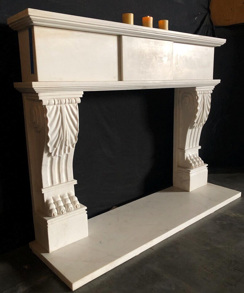 White Marble Mantel – Hand Carved Stone Mantle – CLAW FOOT DESIGN - Etsy