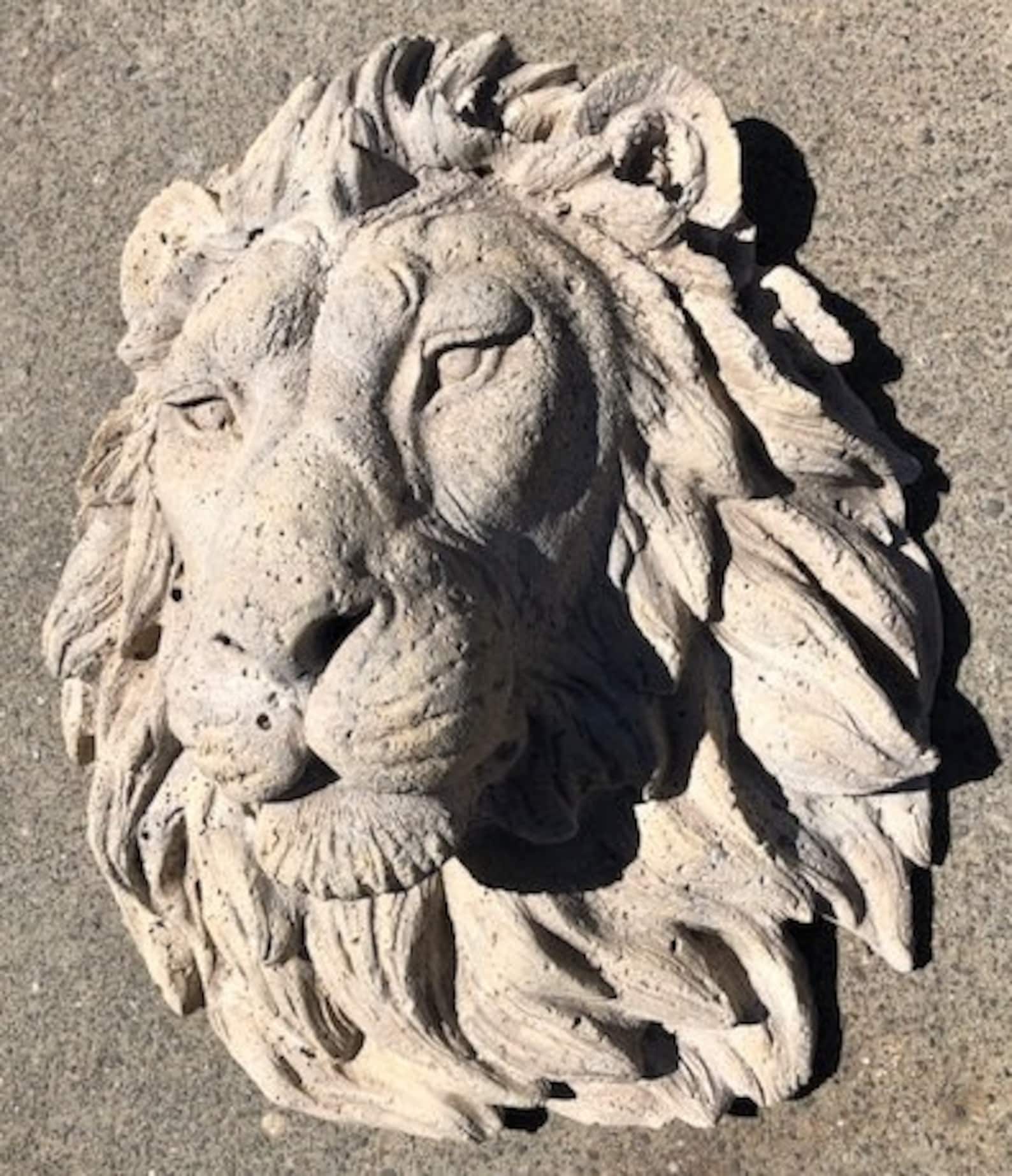 Lion Head Fountain| Cast Stone Water Feature| Lion Face Sculpture Pool ...