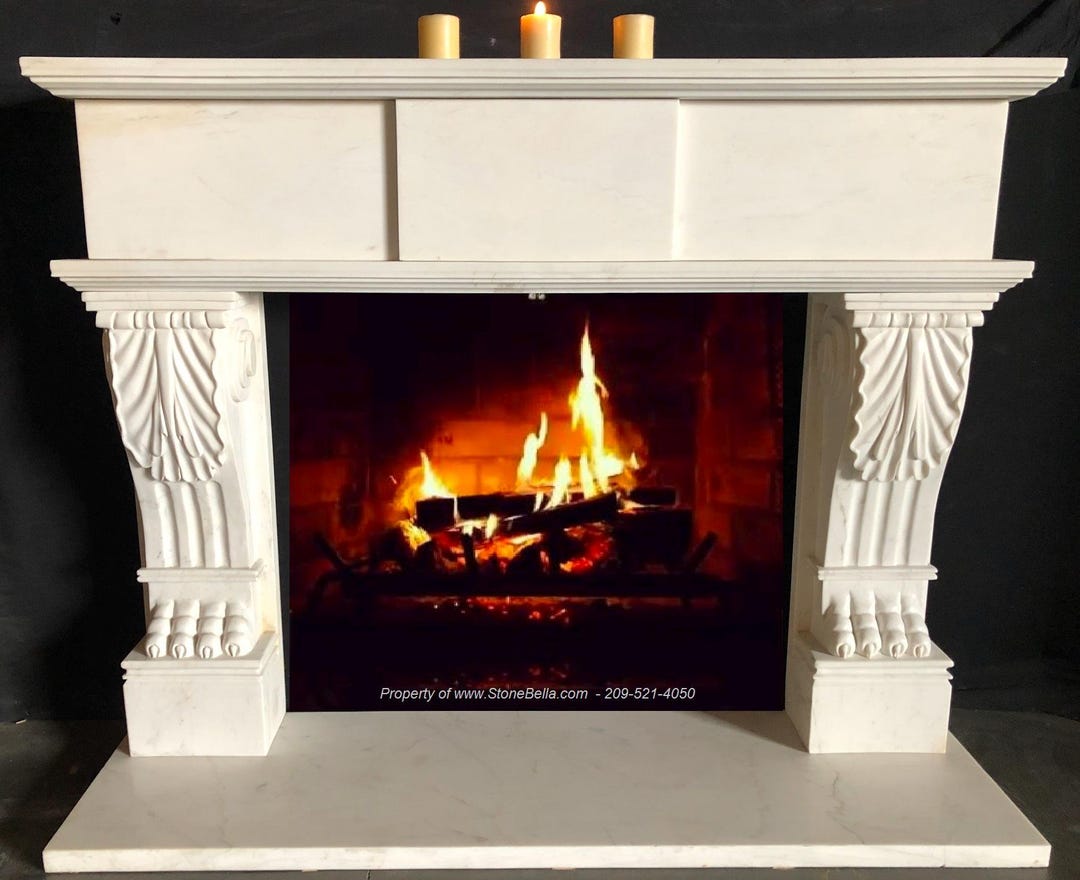 White Marble Mantel – Hand Carved Stone Mantle – CLAW FOOT DESIGN - Etsy