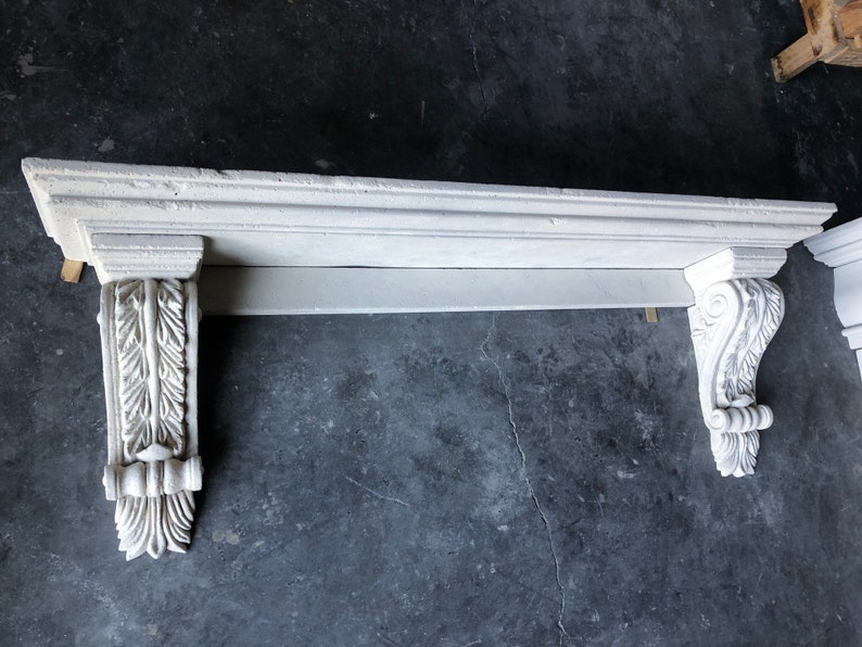 Mantle Shelf –rustic Mantel With Corbels – Cast Stone Made to Look Old ...