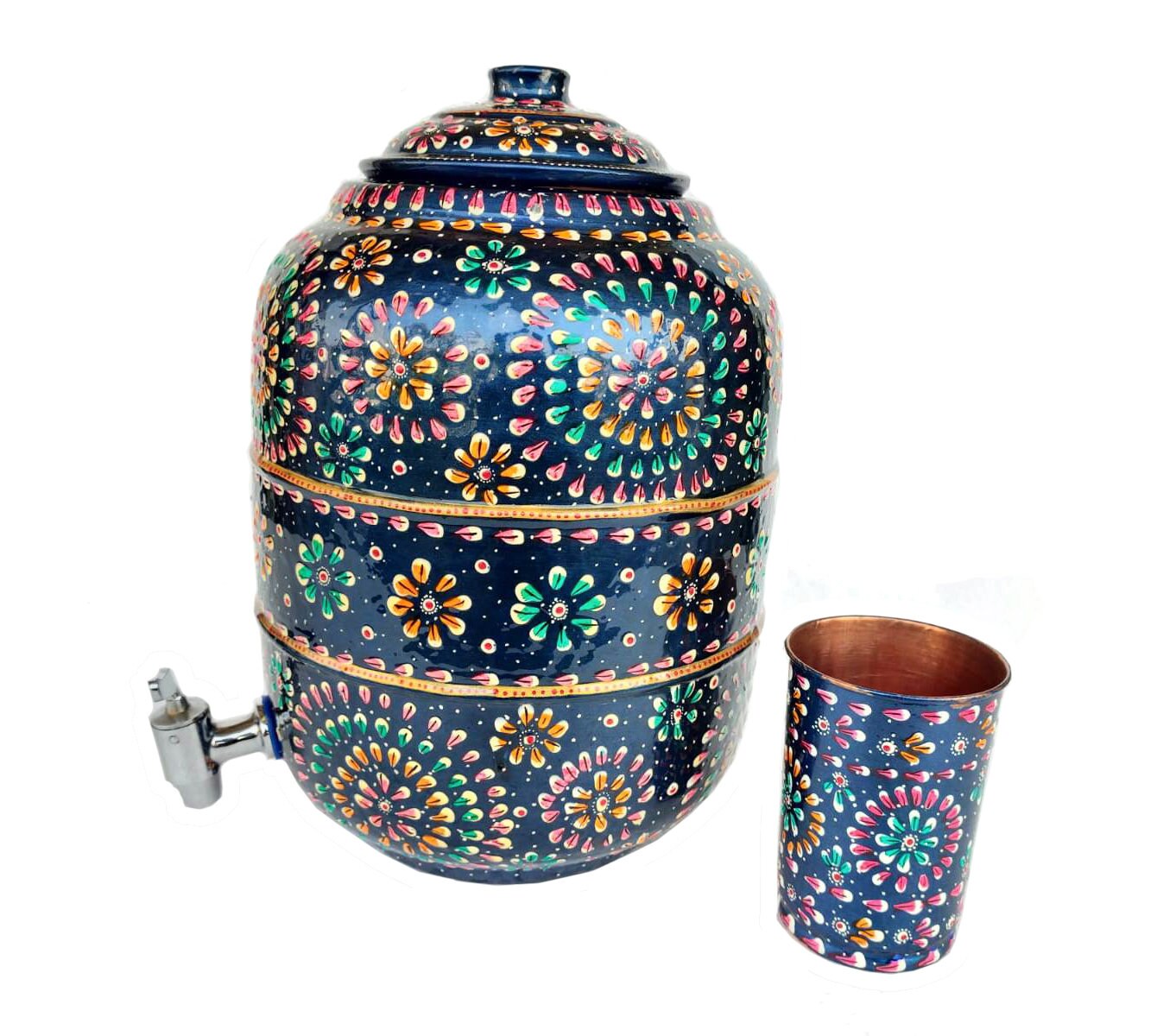Pure Copper Hammered Water Storage Pot 6.5 Liter Capacity Outer Side ...