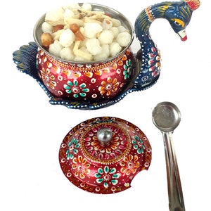Steel Hand Painted Platter Container and Kitchen Storage Bowl With ...