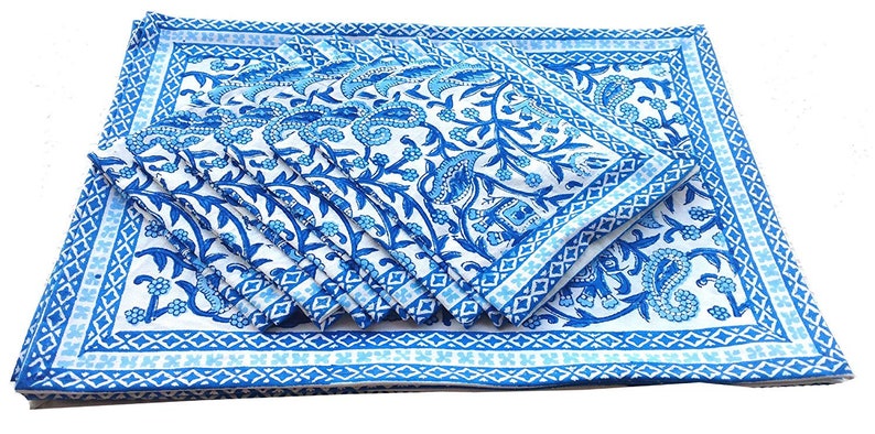 Dining Table Mats & Napkins Set of 6 Made With Pure Cotton and Hand ...