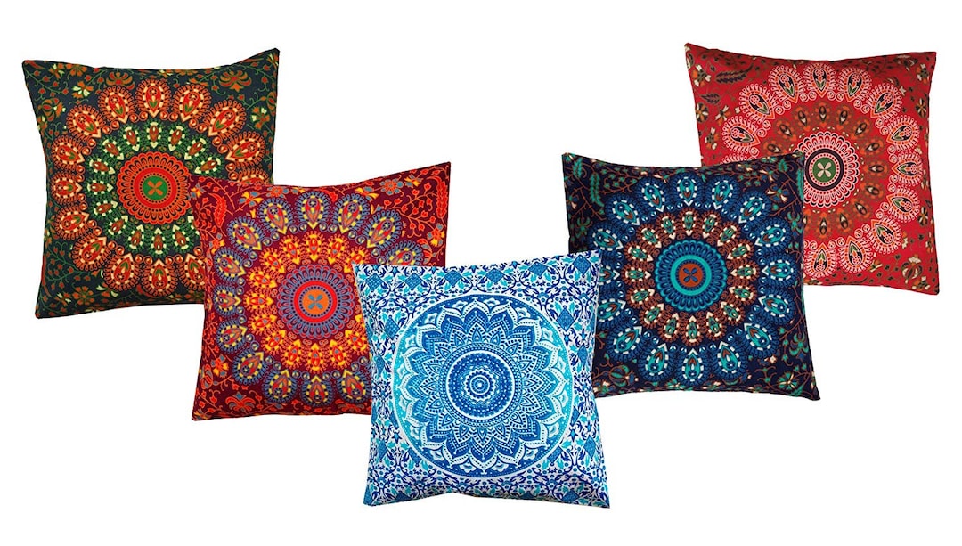 Set of 5 Multi coloured Mandala cushion cover - Etsy España