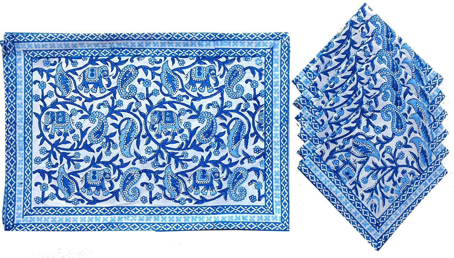 Dining Table Mats & Napkins Set of 6 Made With Pure Cotton and Hand ...