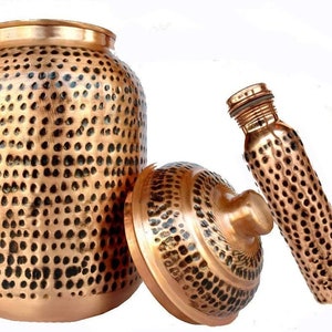 Pure Copper Hammered Water Storage Tank Brown Pot 4 Liter - Etsy