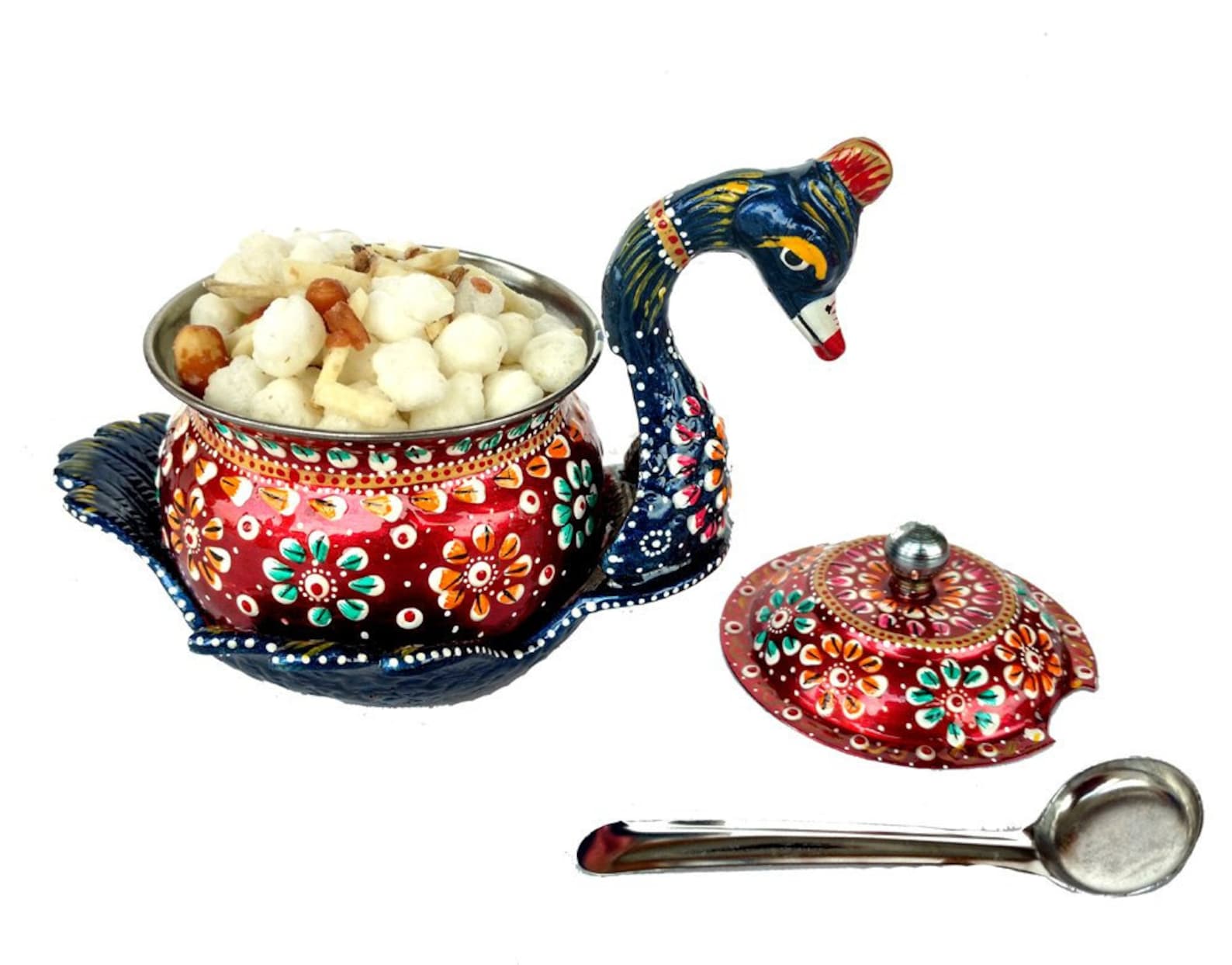 Steel Hand Painted Platter Container and Kitchen Storage Bowl With ...