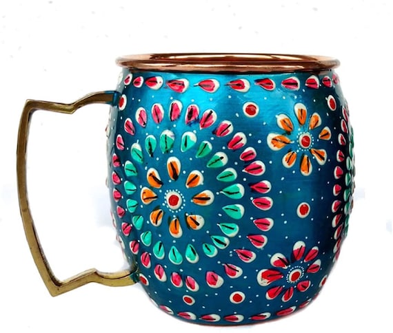 Handmade Pure Copper Outer Hand Painted Art Work Wine Vodka | Etsy