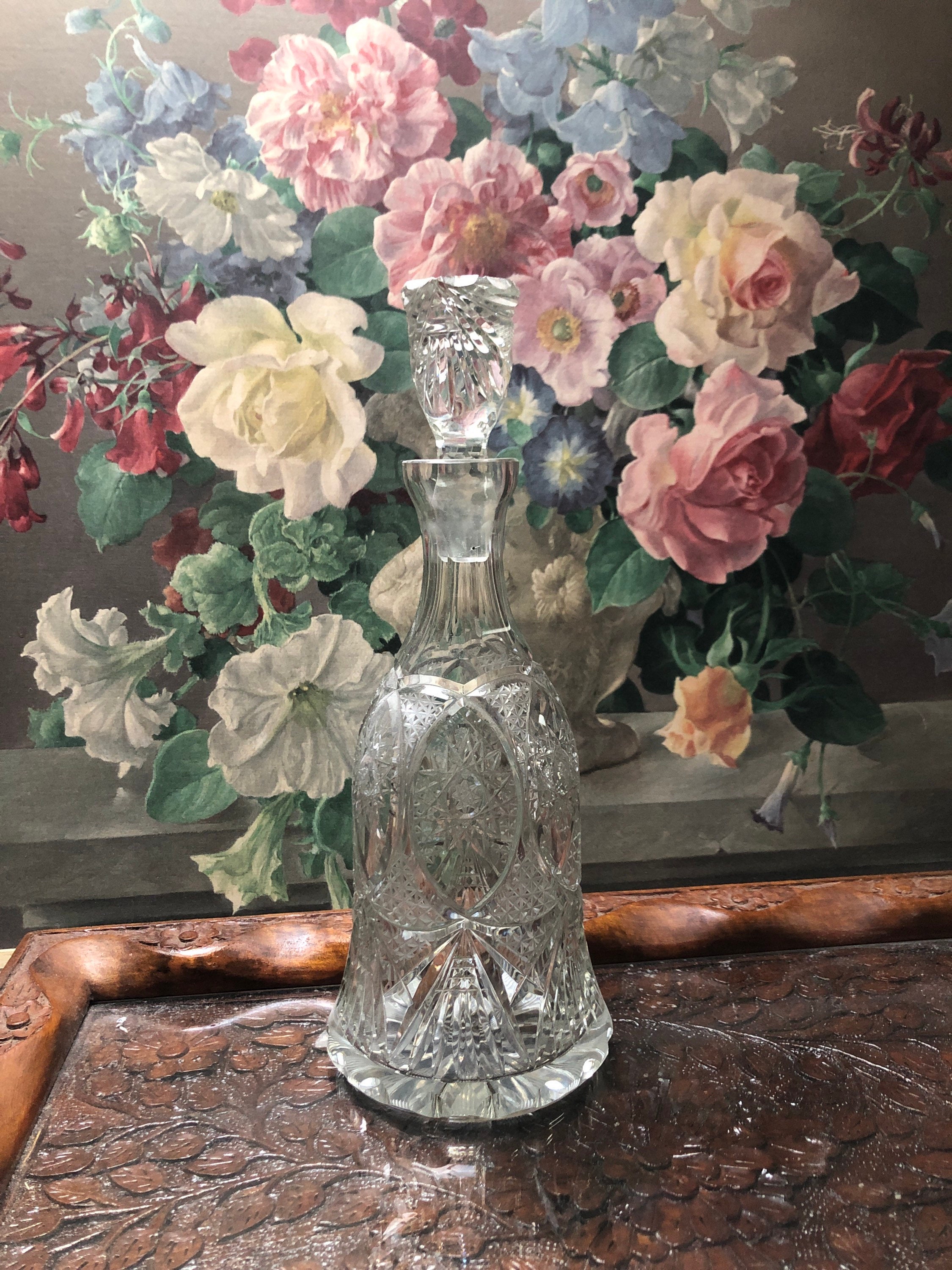 Czech Lace Bohemian Bell Shaped Decanter Hobstar Fans Criss - Etsy UK