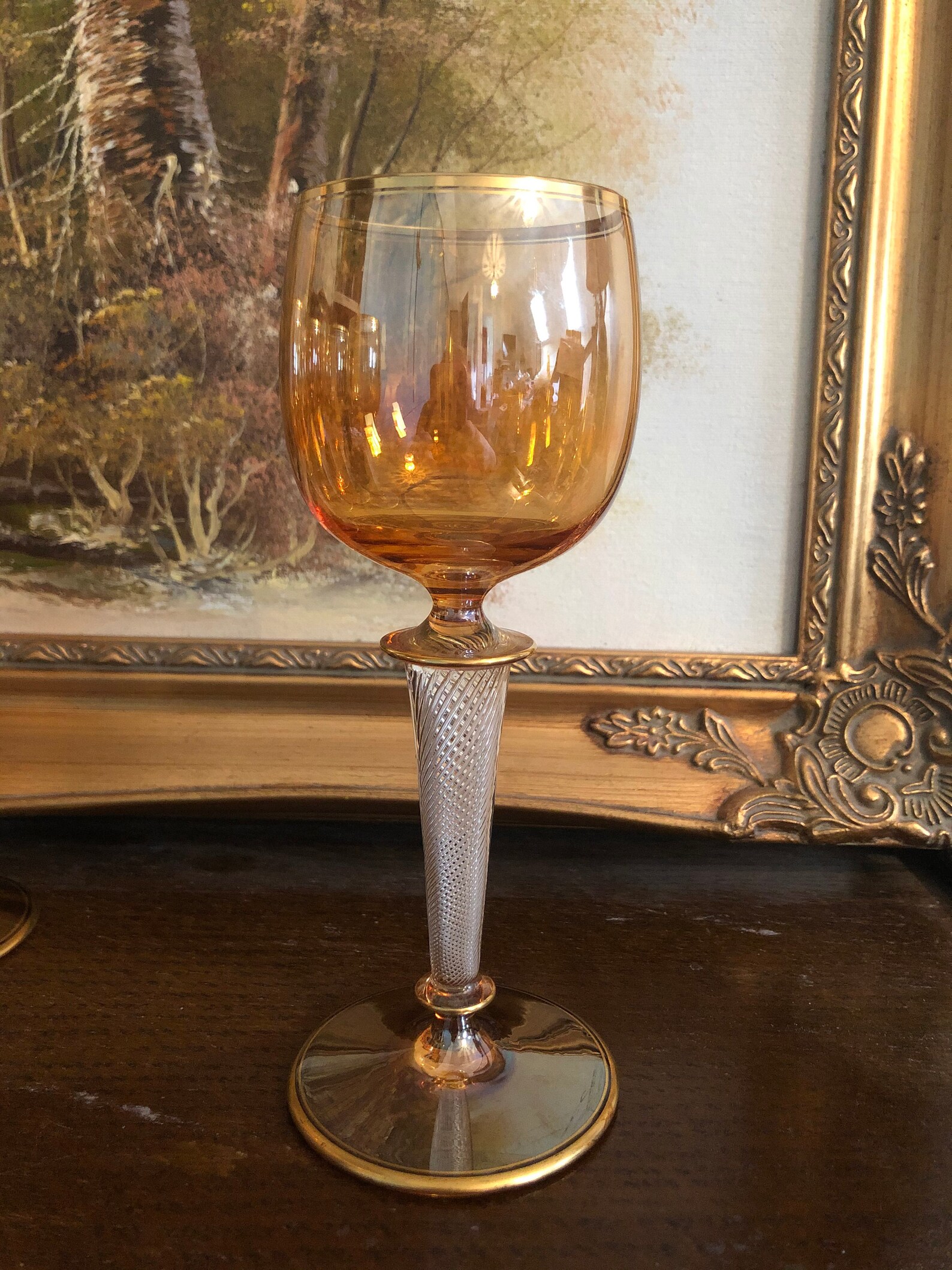 Josephine Hutte Amber Lustre Antique Wine Glass X 6 Air Stem - Etsy