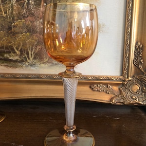 Josephine Hutte Amber Lustre Antique Wine Glass X 6 Air Stem Gilt - Etsy