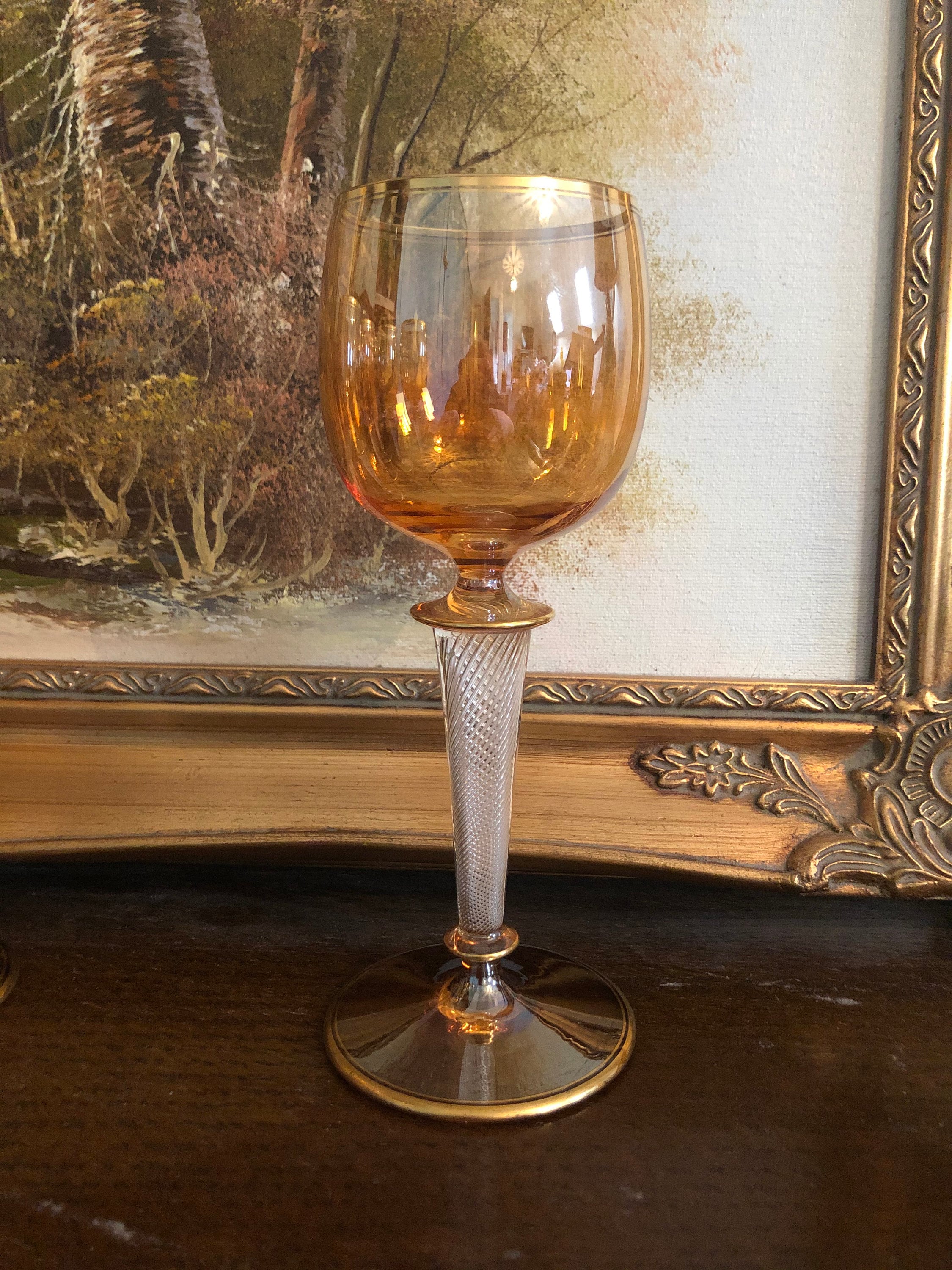 Josephine Hutte Amber Lustre Antique Wine Glass X 6 Air Stem - Etsy