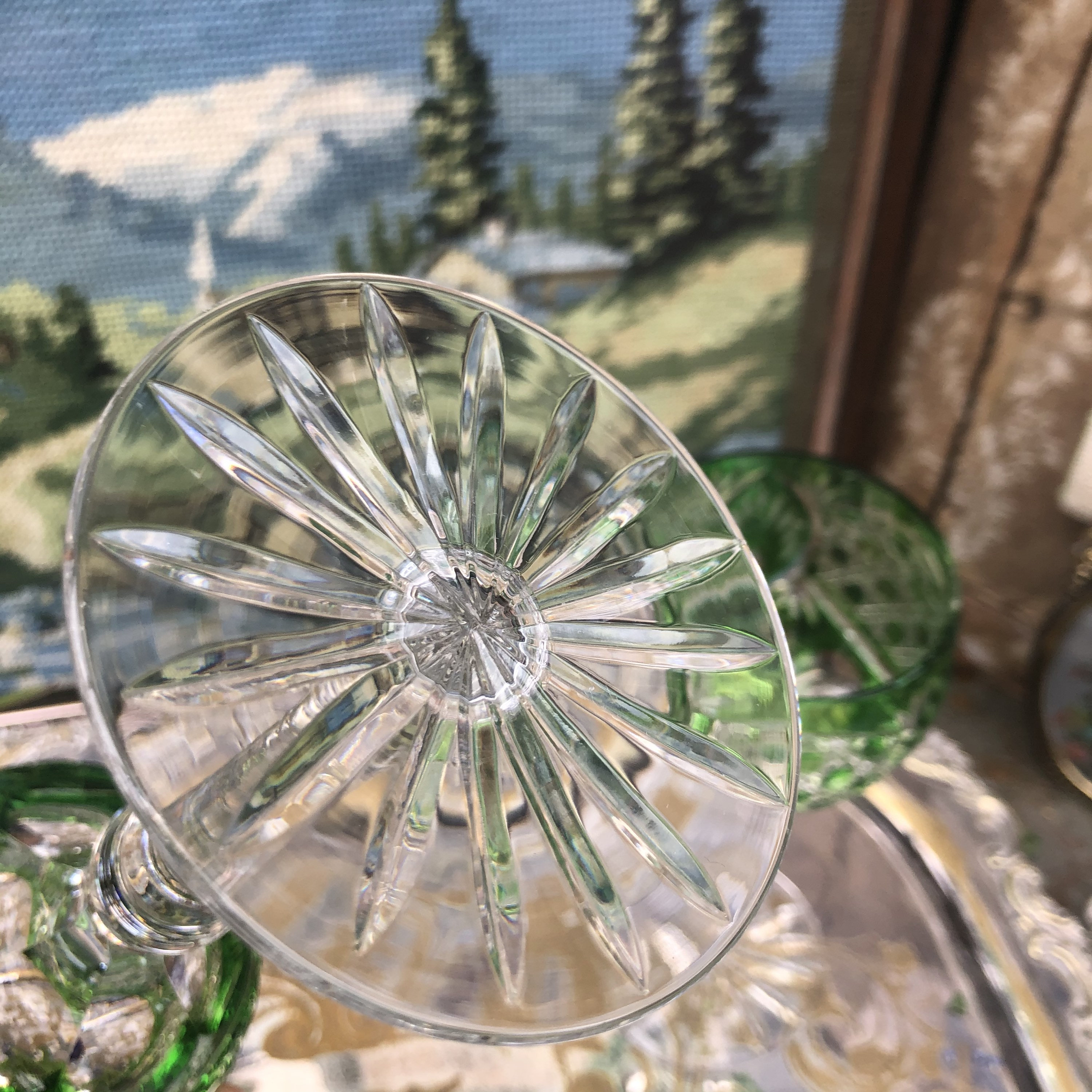 Vintage Ajka Pair Cut Crystal Hock Wine Glasses Shaped Stem Set of 2 ...