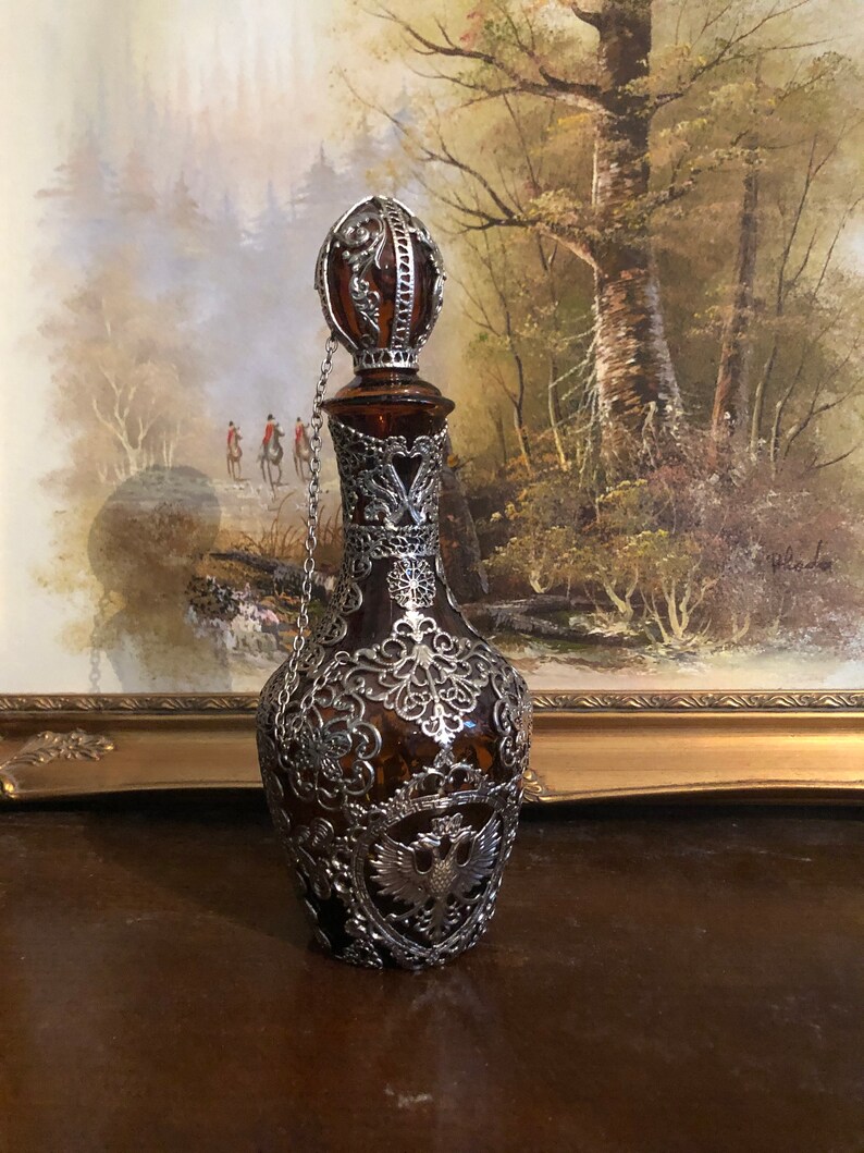Ornate Amber Decanter Double Headed Eagle Filigree Imperial Style - Etsy