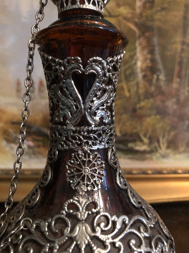 Ornate Amber Decanter Double Headed Eagle Filigree Imperial Style - Etsy