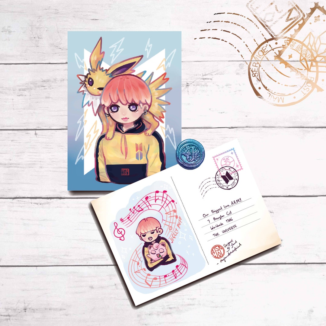 BTS X Eevee Evolution Pokemon A6 Postcard JUNGKOOK Kook - Etsy