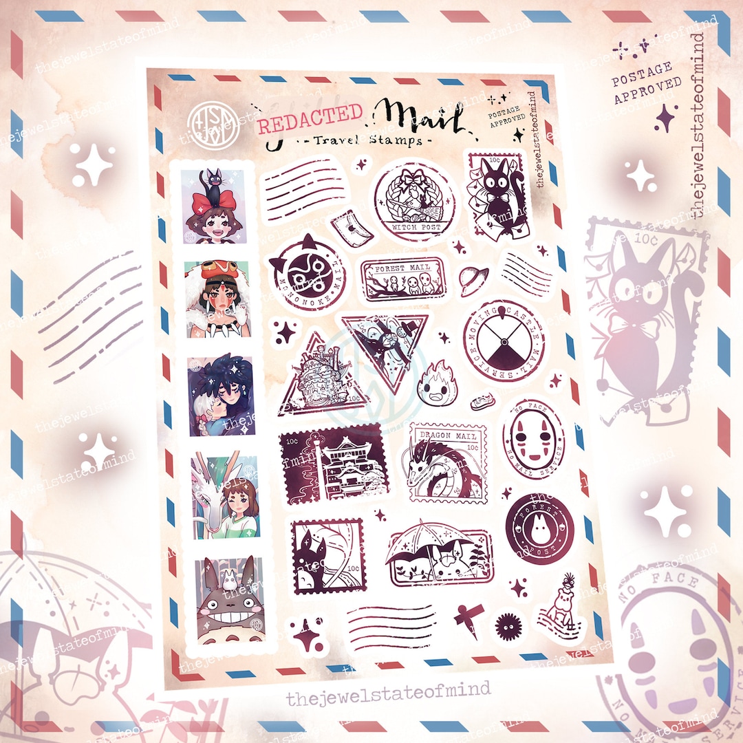 Postal Mail Travel Stamp Sticker Sheet A5 - Vintage Postage Stamps ...