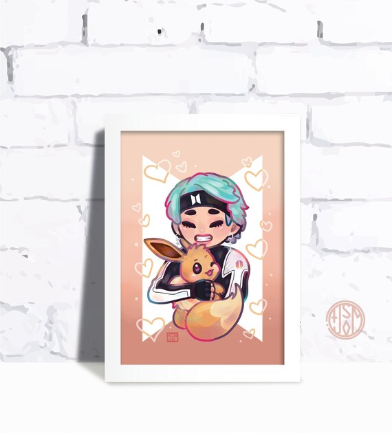 BTS X Eevee Evolution Pokemon A5 Print V Tae Kim Taehyung - Etsy