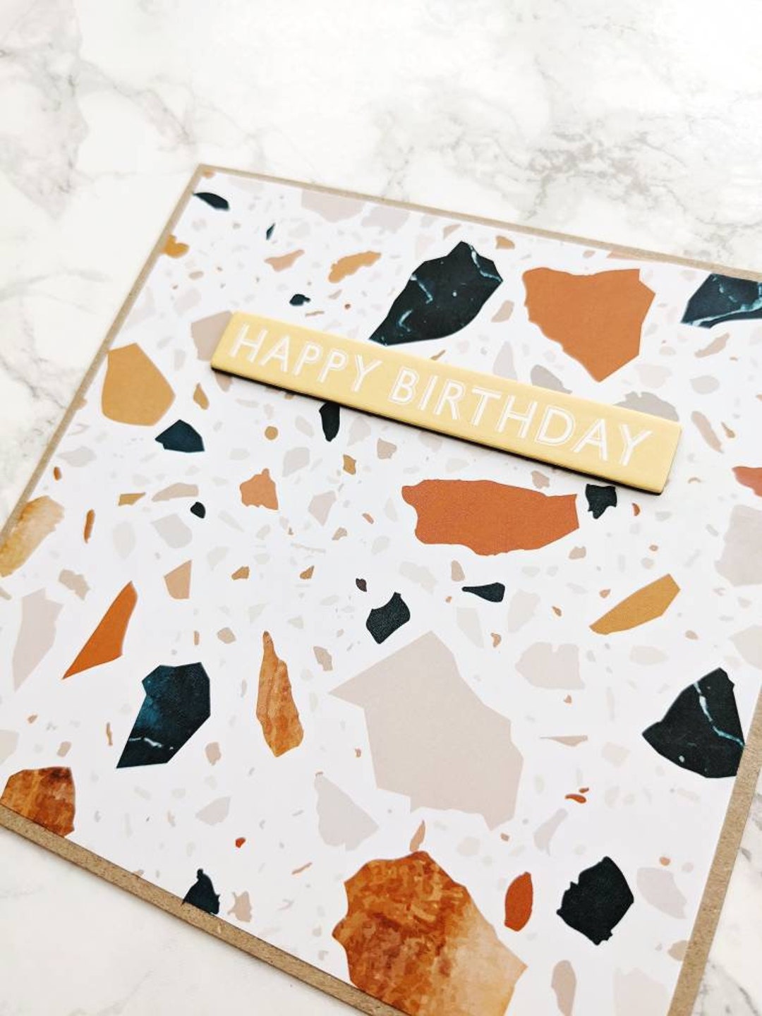 Happy Birthday Card Terrazzo Design Modern Handmade Greetings Card ...