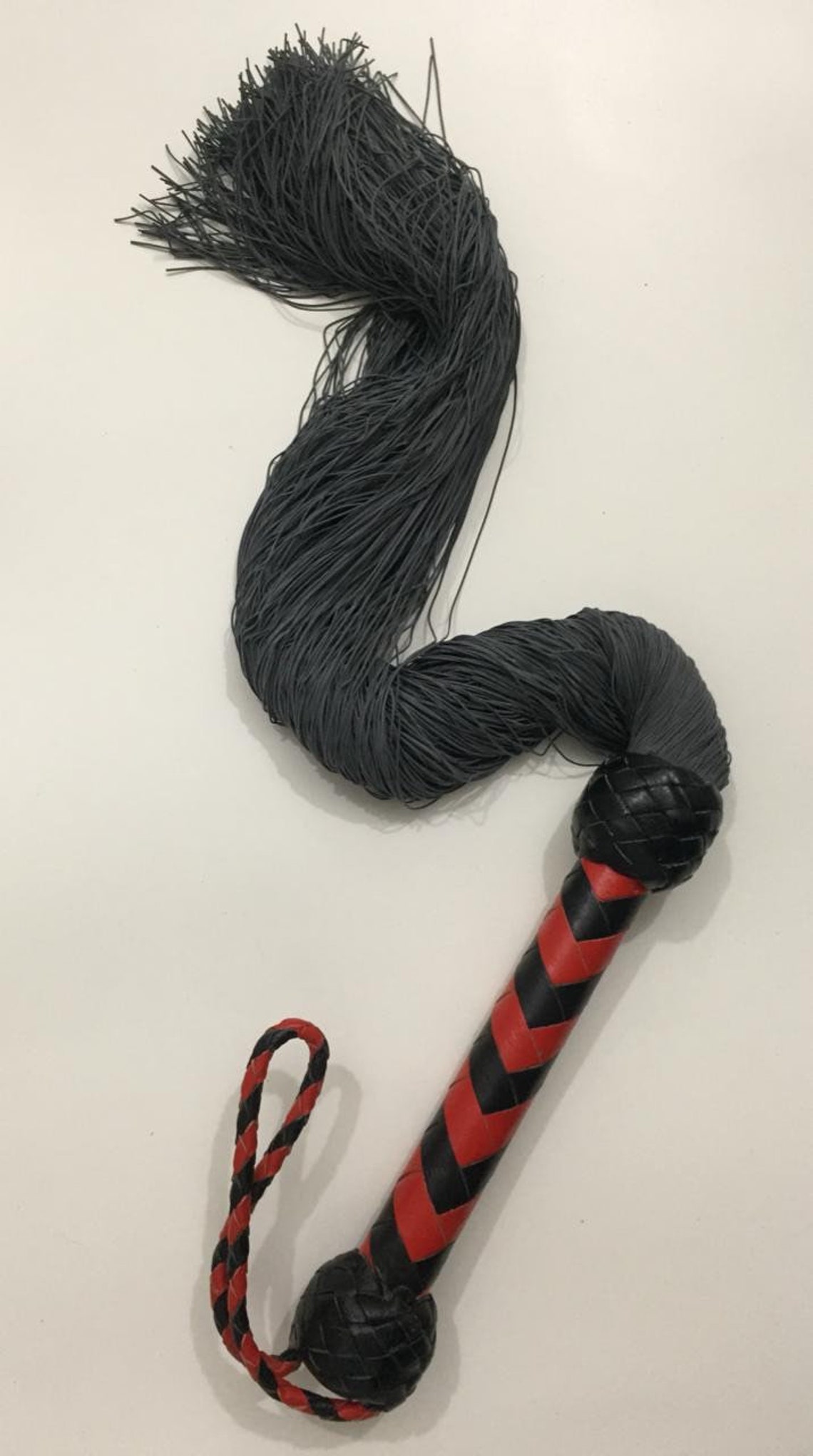 Genuine Cowhide Leather Red and Black With Rubber Tails - Etsy