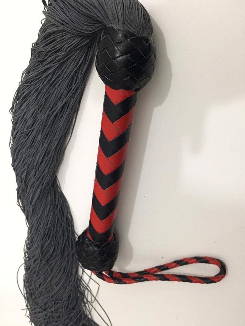 Genuine Cowhide Leather Red and Black With Rubber Tails - Etsy