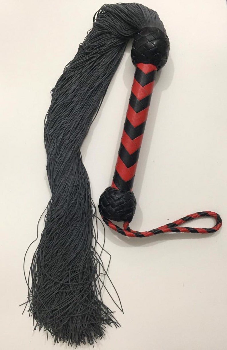 Genuine Cowhide Leather Red and Black With Rubber Tails - Etsy