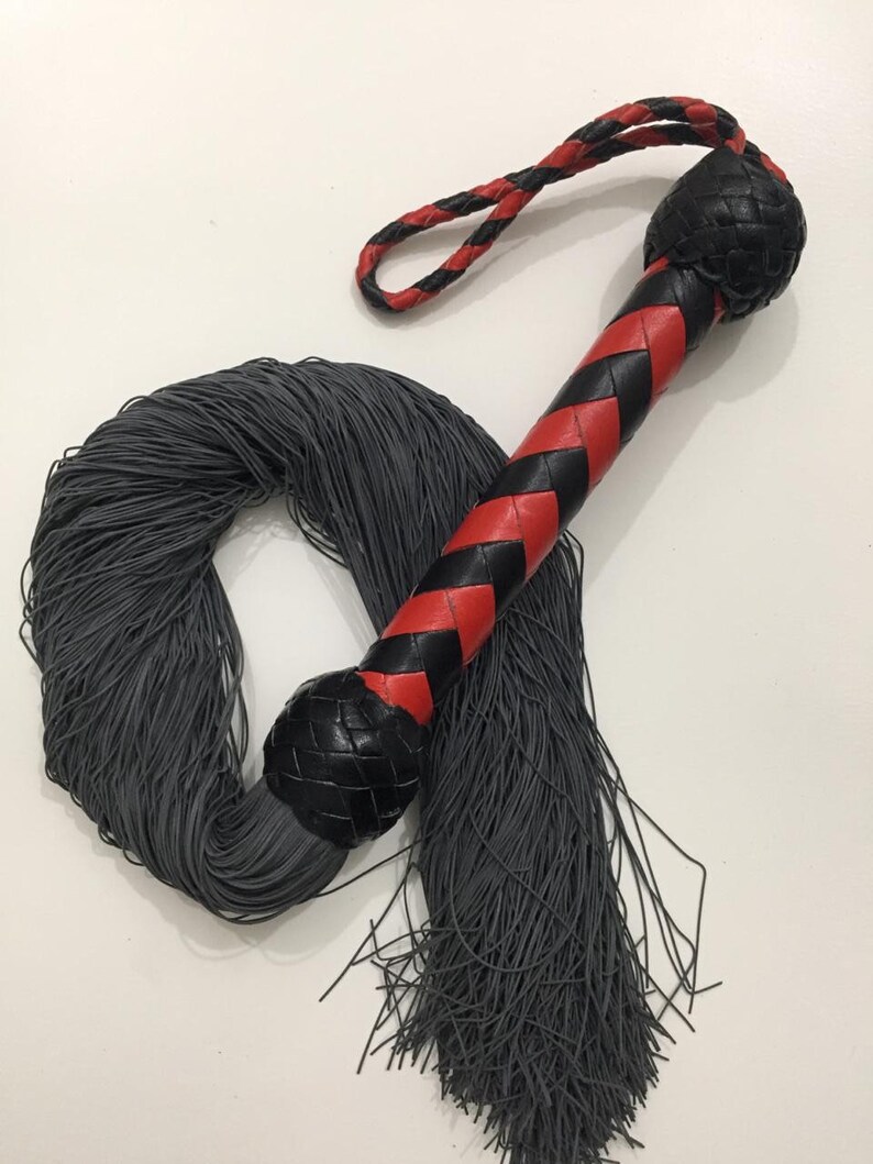 Genuine Cowhide Leather Red and Black With Rubber Tails - Etsy