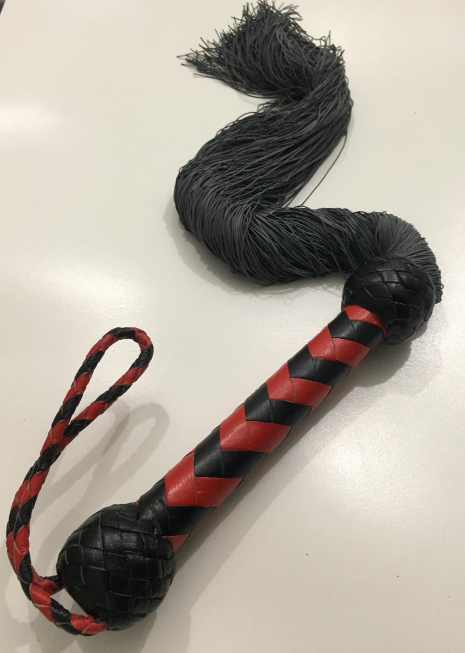 Genuine Cowhide Leather Red and Black With Rubber Tails - Etsy