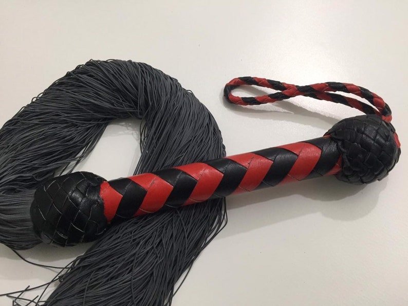 Genuine Cowhide Leather Red and Black With Rubber Tails - Etsy