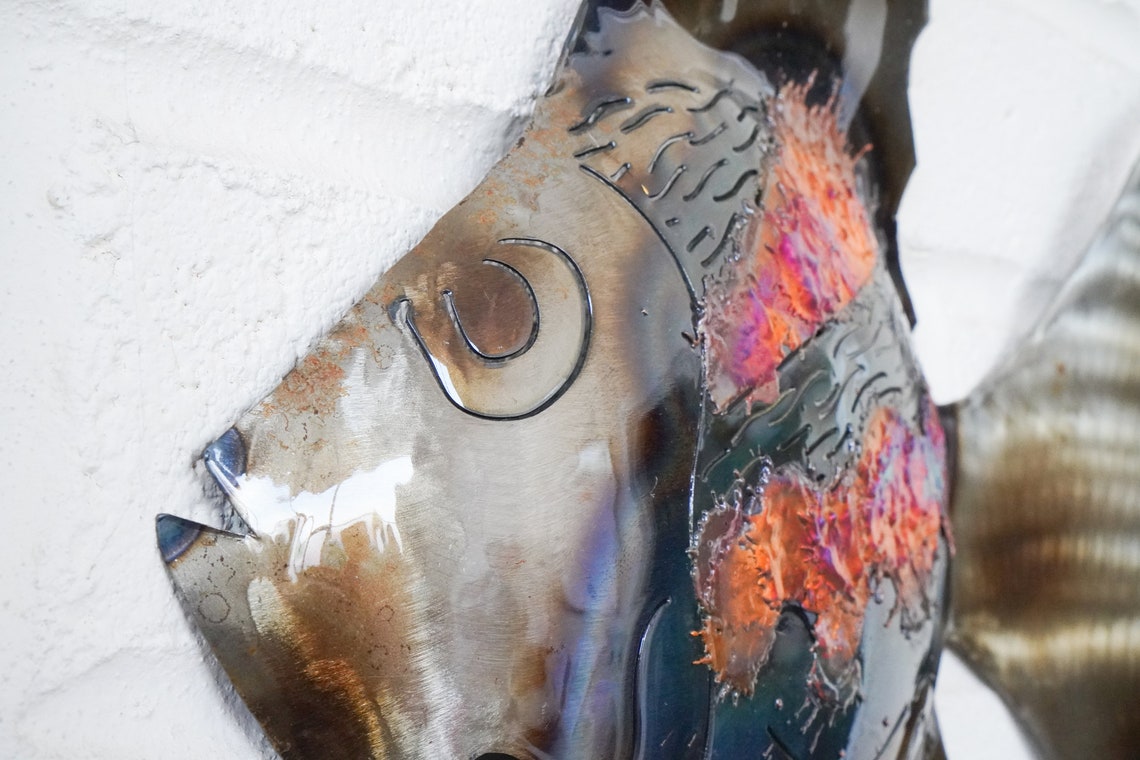 Recycled Metal Tropical Fish Hanging Decoration 36cm - Etsy